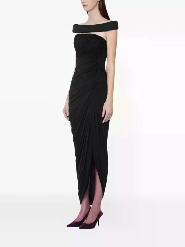 CHATS BY C.DAM Indira Off-shoulder Draped Midi Dress