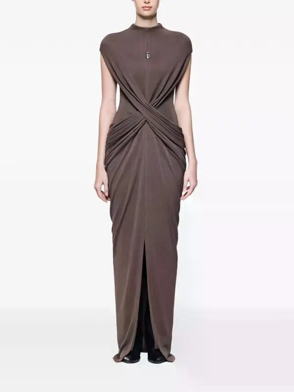 CHATS BY C.DAM Myla Draping-detail Maxi Dress - Brown