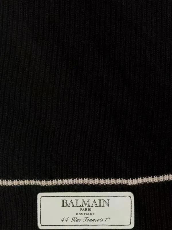 Balmain Label-patch Merino-wool Scarf