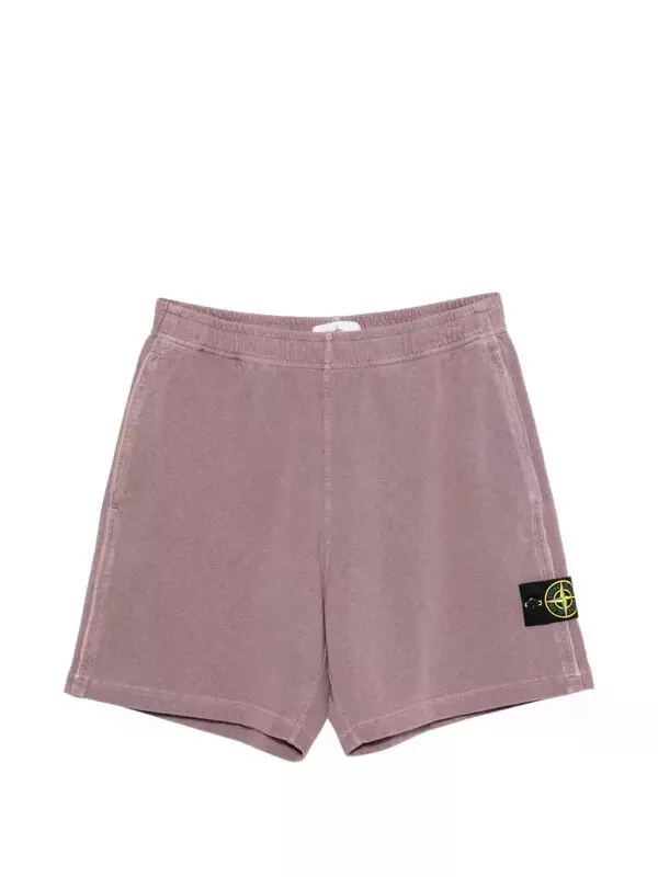 Stone Island Logo-patch Cotton Fleece Shorts - Pink