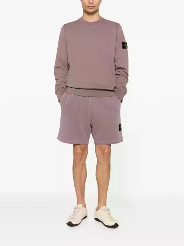 Stone Island Logo-patch Cotton Fleece Shorts