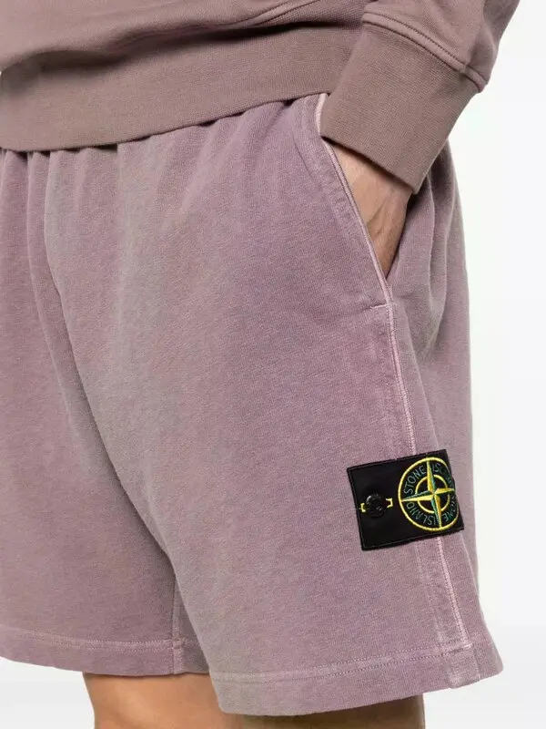 Stone Island Logo-patch Cotton Fleece Shorts
