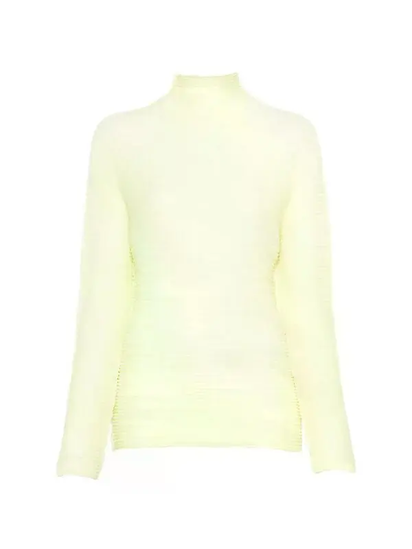 Issey Miyake Ribbed Roll Neck Blouse - Yellow