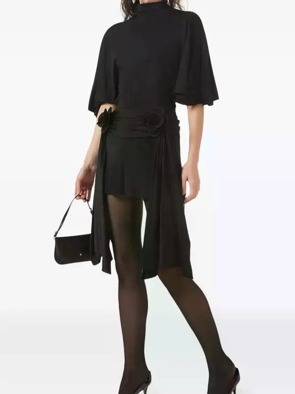 David Koma 3d Lace Flower Jersey Mini Dress - Black
