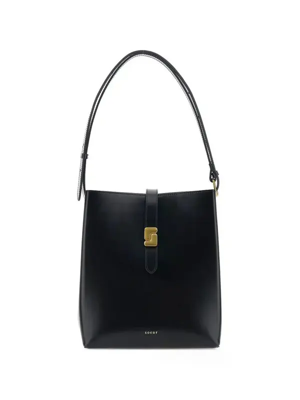 Soeur Bello Leather Shoulder Bag - Black