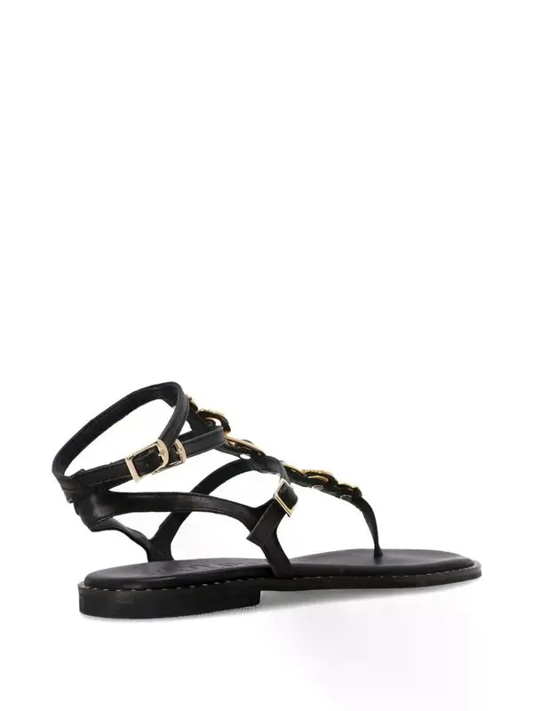 KOTRIS SANDALS Embellishment Buckle Strap Flat Sandals - Black