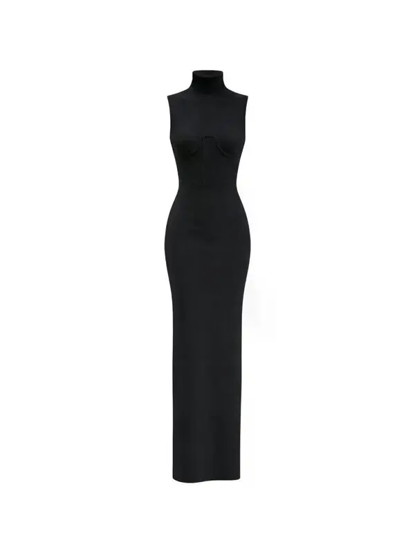 NENSI DOJAKA Gwyneth Turtleneck Maxi Dress - Black