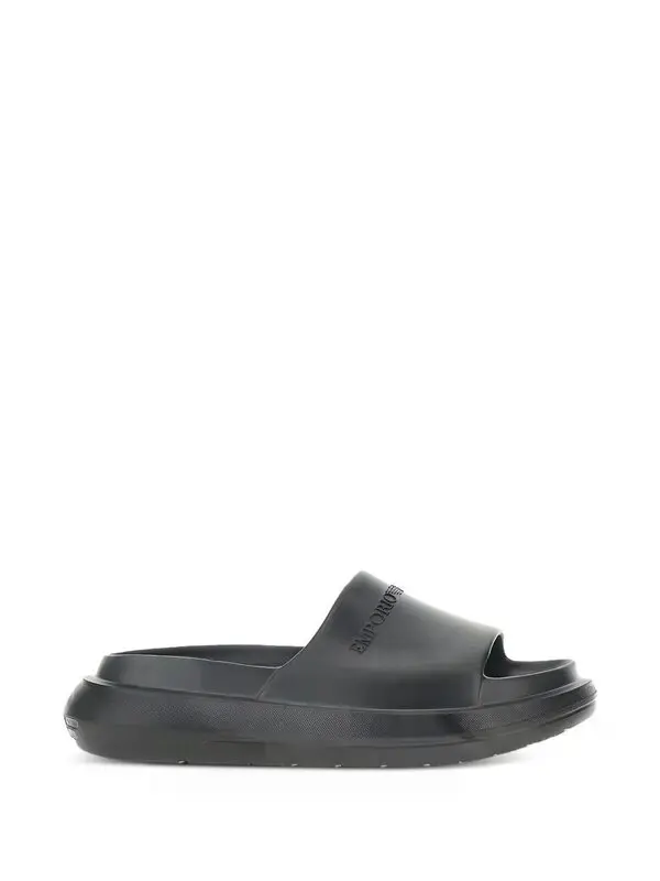 Emporio Armani Logo Detail Platform Slides