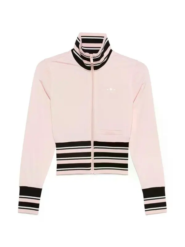 Adidas Striped High Neck Zip Fastening Sweater - Pink