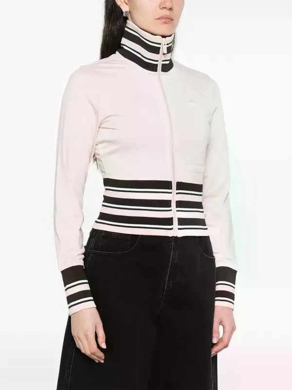Adidas Striped High Neck Zip Fastening Sweater