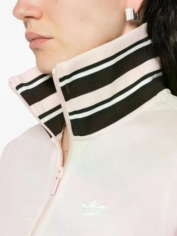 Adidas Striped High Neck Zip Fastening Sweater