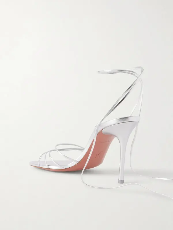 Amina Muaddi Lori Metallic Leather Sandals