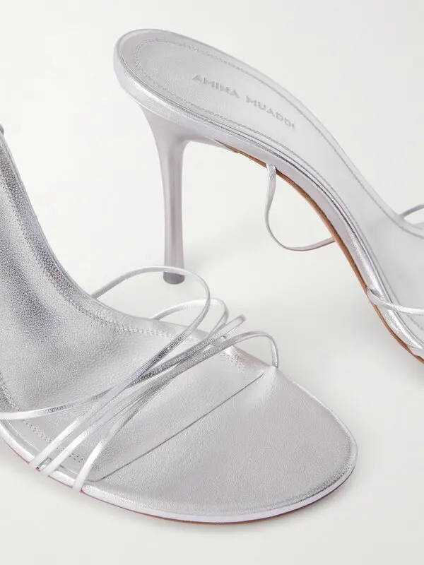 Amina Muaddi Lori Metallic Leather Sandals