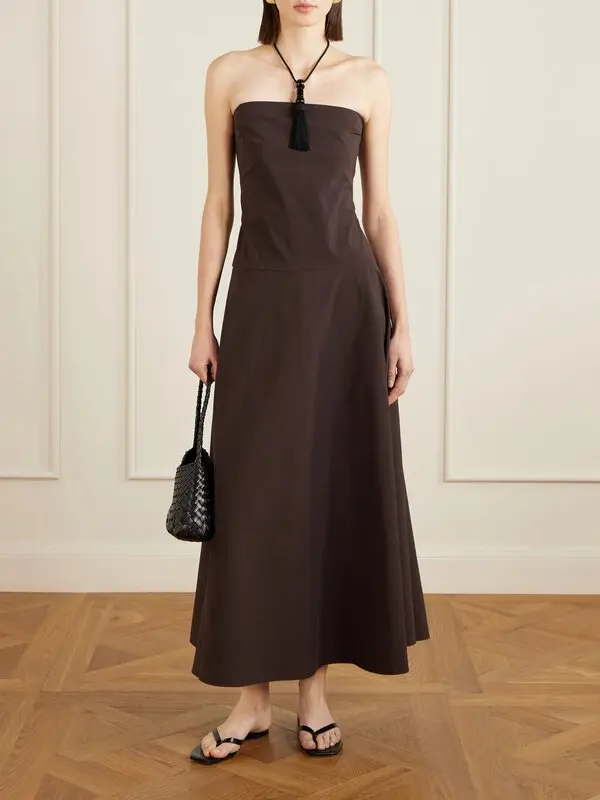 ST. AGNI Strapless Cotton-blend Midi Dress