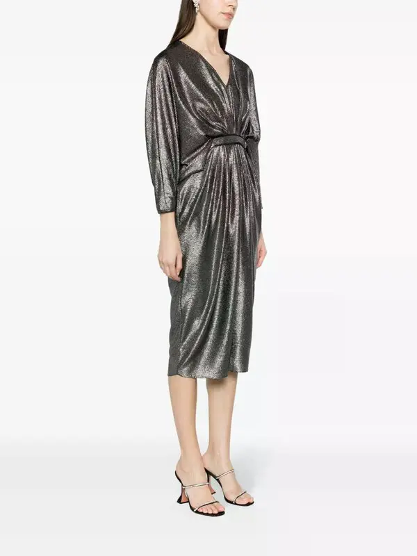 NISSA Shimmer Pleated Midi Dress
