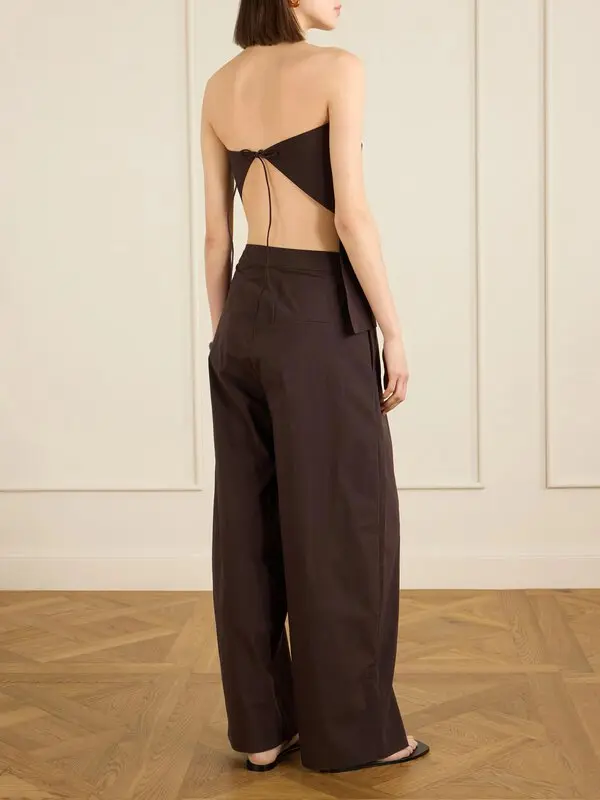 ST. AGNI Strapless Cotton-blend Top With Open Back - Brown