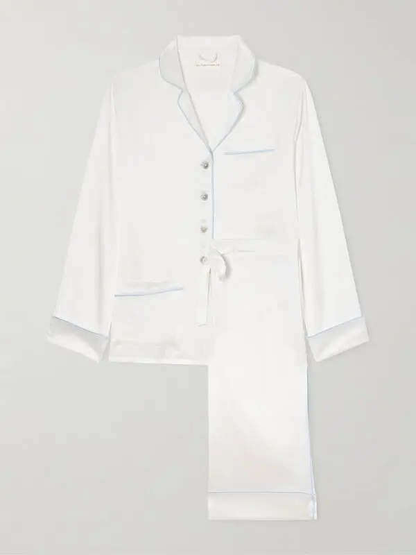 Olivia Von Halle Coco Silk-satin Pajama Set - Neutrals