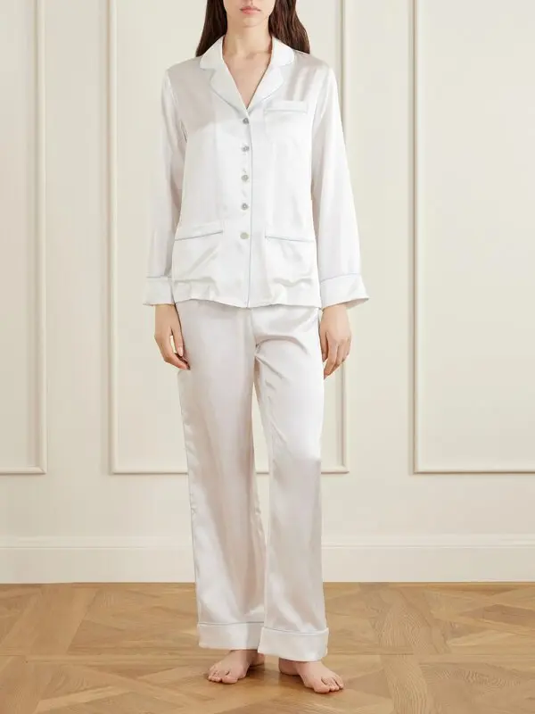 Olivia Von Halle Coco Silk-satin Pajama Set - Neutrals