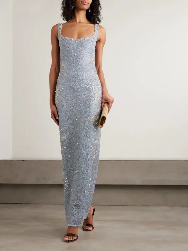 CLIO PEPPIATT Embellished Stretch-mesh Gown