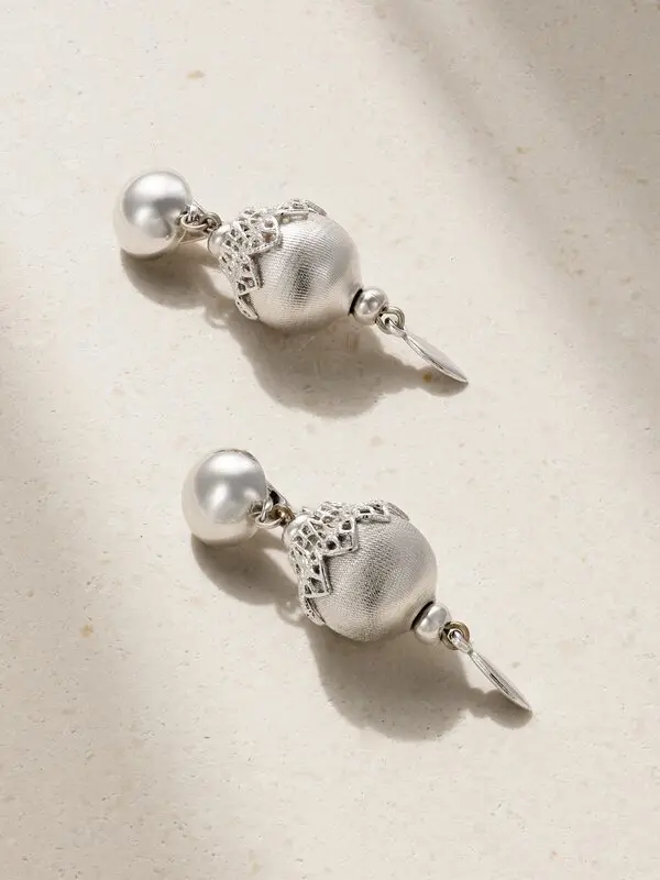SUSAN CAPLAN Monet -plated Spherical Drop Earrings - Silver