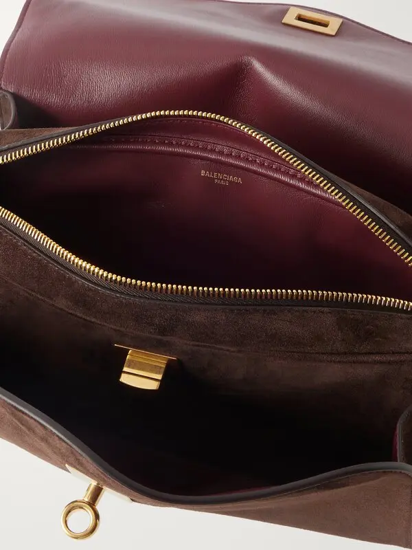 Balenciaga Le 7 Suede Shoulder Bag - Brown