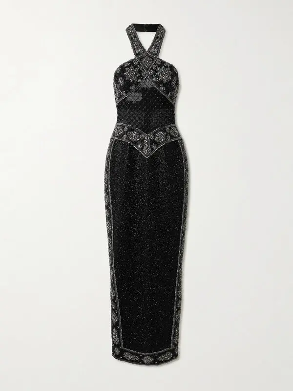 CLIO PEPPIATT Cyndi Cutout Embellished Gown - Black