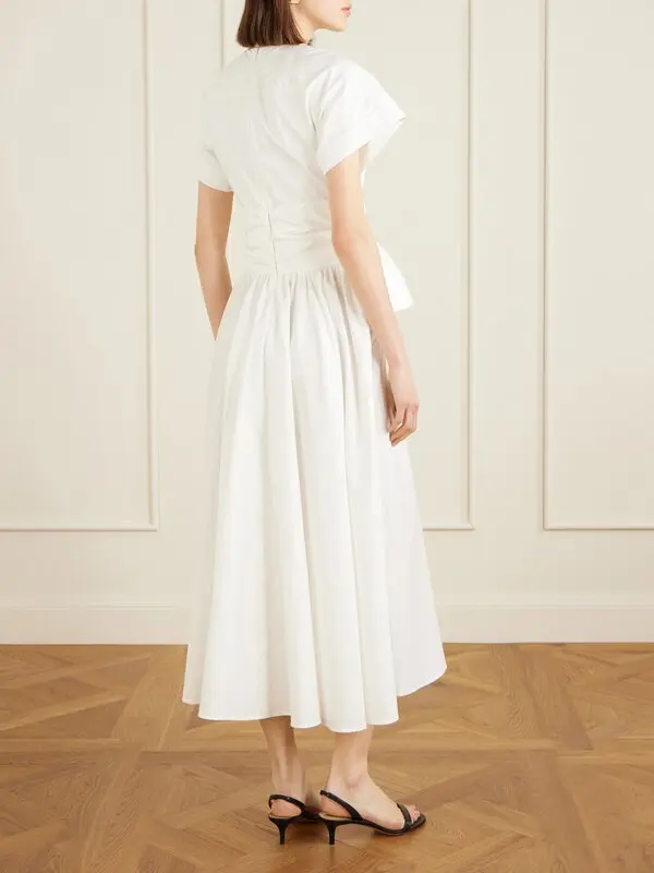 PATOU Knotted Cotton-poplin Midi Dress
