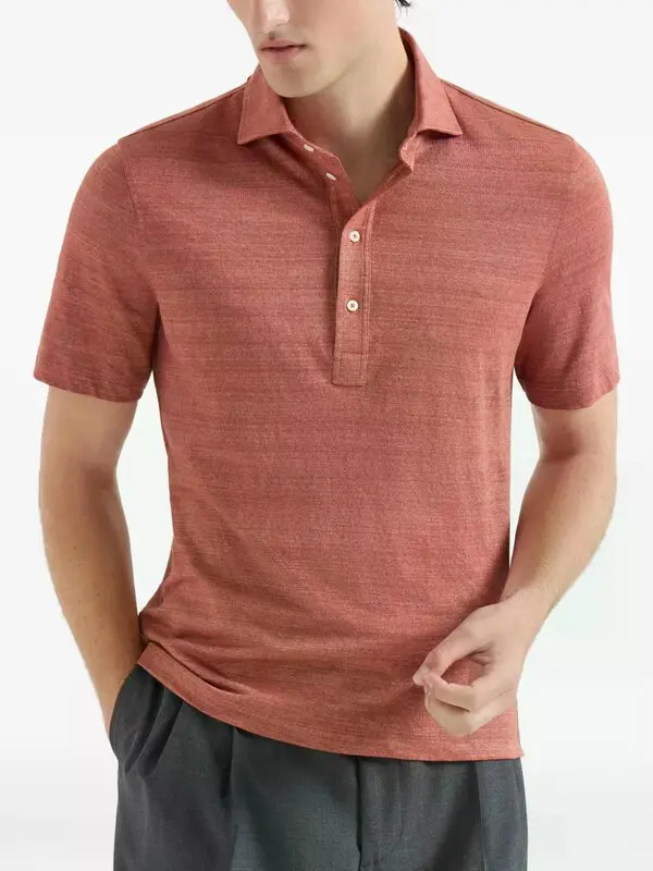 Brunello Cucinelli Linen And Cotton Mélange Jersey Polo With Shirt-style Collar