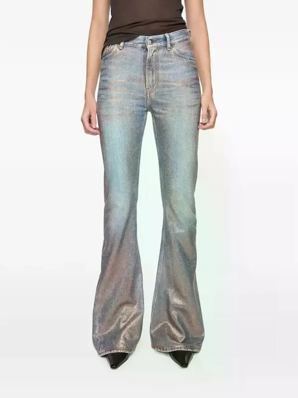 Acne Studios Glitter Flared Bell Bottom Trousers - Blue