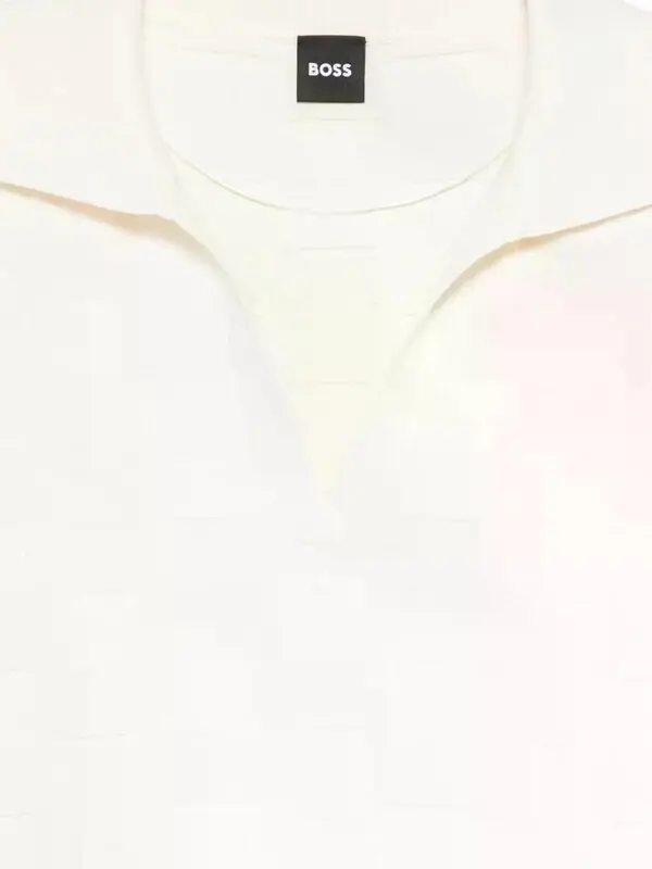 BOSS Textured Knit Short-sleeve V-neck T-shirt - Neutrals