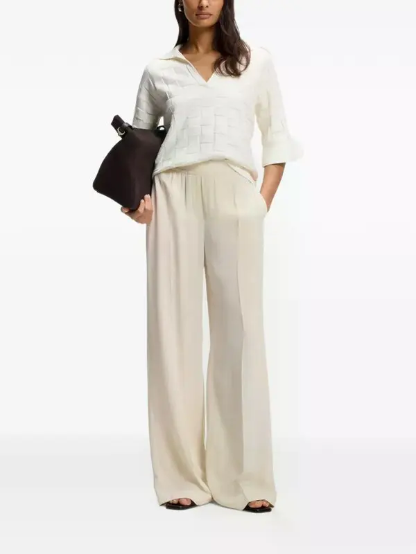 BOSS Textured Knit Short-sleeve V-neck T-shirt - Neutrals