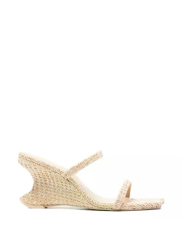 Cult Gaia Raven Woven Wedge Sandals - Neutrals