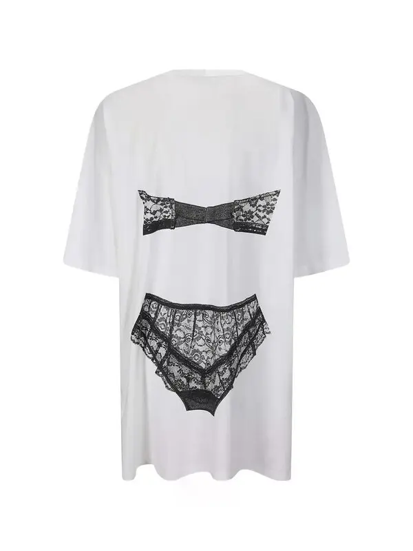 Vaquera Trompe L'oeil Print Cotton T-shirt - White