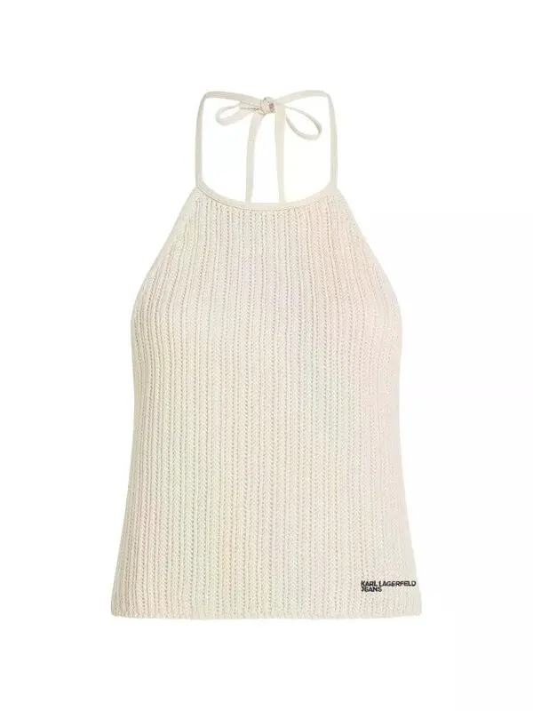 Karl Lagerfeld Halter Neck Knit Top - Neutrals
