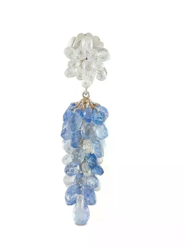LB EXCLUSIVE 18k White Gold Diamond And Sapphire Dangle Earrings