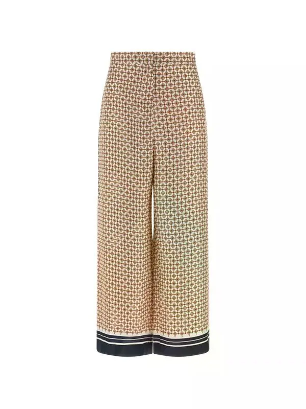 Max Mara Wide Leg Geometric Print Trousers - Neutrals