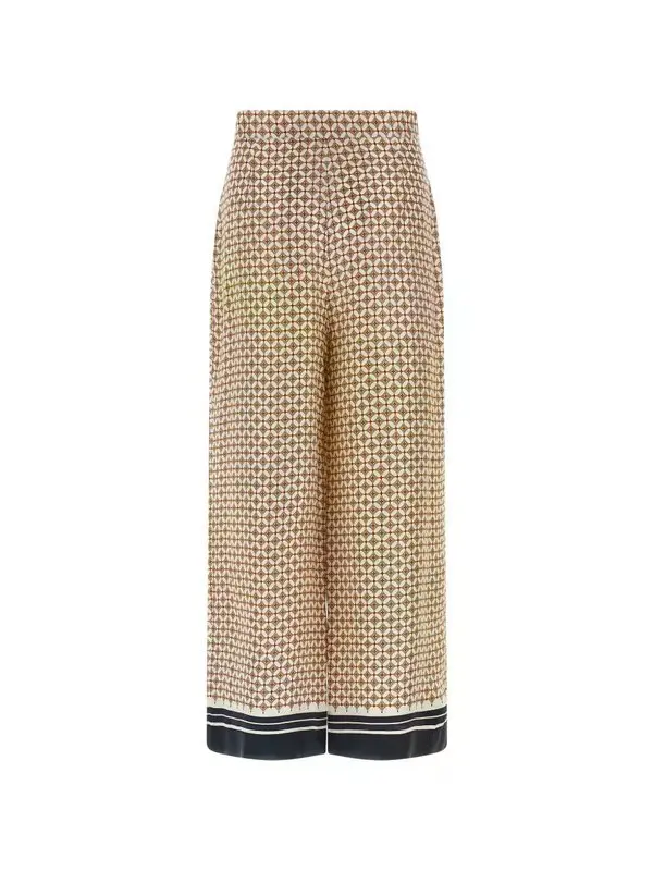 Max Mara Wide Leg Geometric Print Trousers - Neutrals