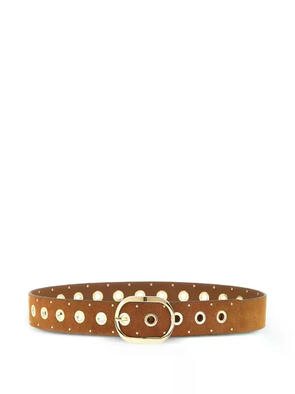 Pinko Studded Leather Belt With Buckle Closure - Brown