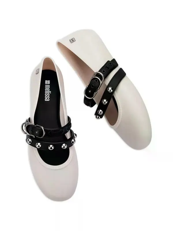 Melissa Studded Buckle Ballet Flats - Neutrals