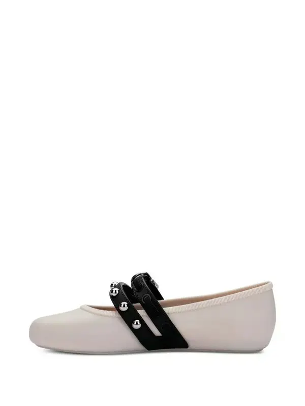 Melissa Studded Buckle Ballet Flats - Neutrals