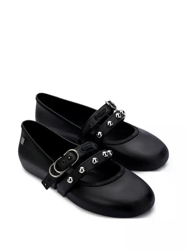 Melissa Studded Buckle Ballet Flats - Black