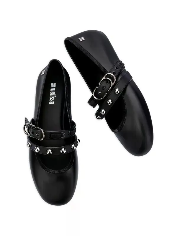 Melissa Studded Buckle Ballet Flats - Black