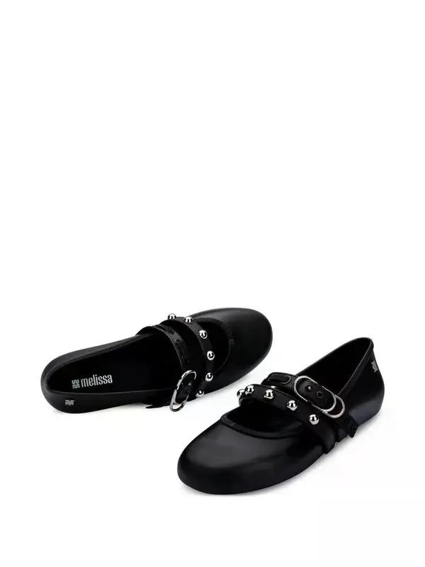 Melissa Studded Buckle Ballet Flats - Black