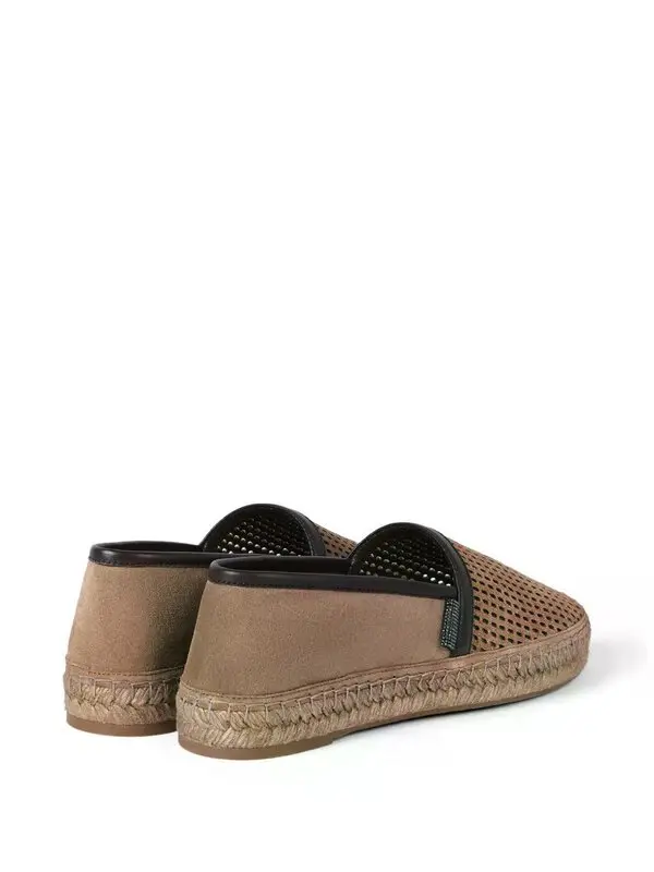 Brunello Cucinelli Perforated Suede Espadrilles - Brown