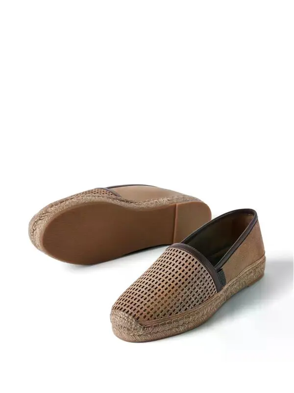 Brunello Cucinelli Perforated Suede Espadrilles - Brown