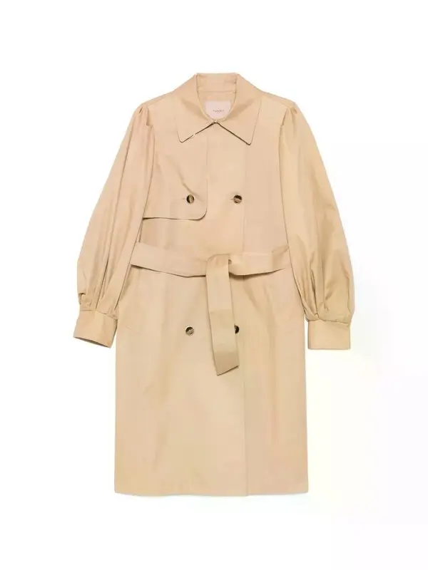 TWINSET Double-breasted Belted Trench Coat - Neutrals