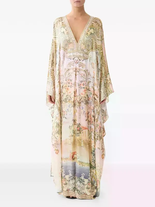 Camilla Floral Print V-neck Maxi Dress - Neutrals