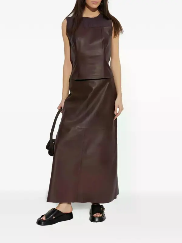 SAMSOE SAMSOE Sapia Ribbed-detail Lambskin Top