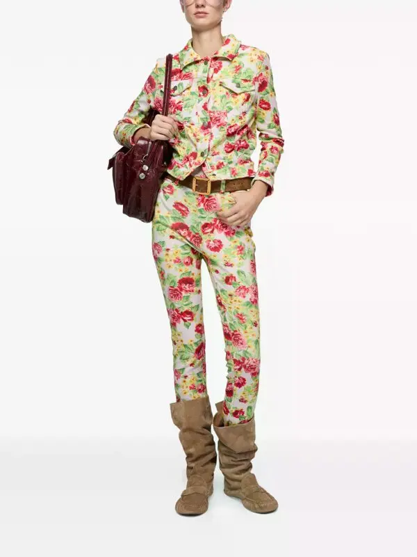 Acne Studios Floral Print Trousers - Neutrals