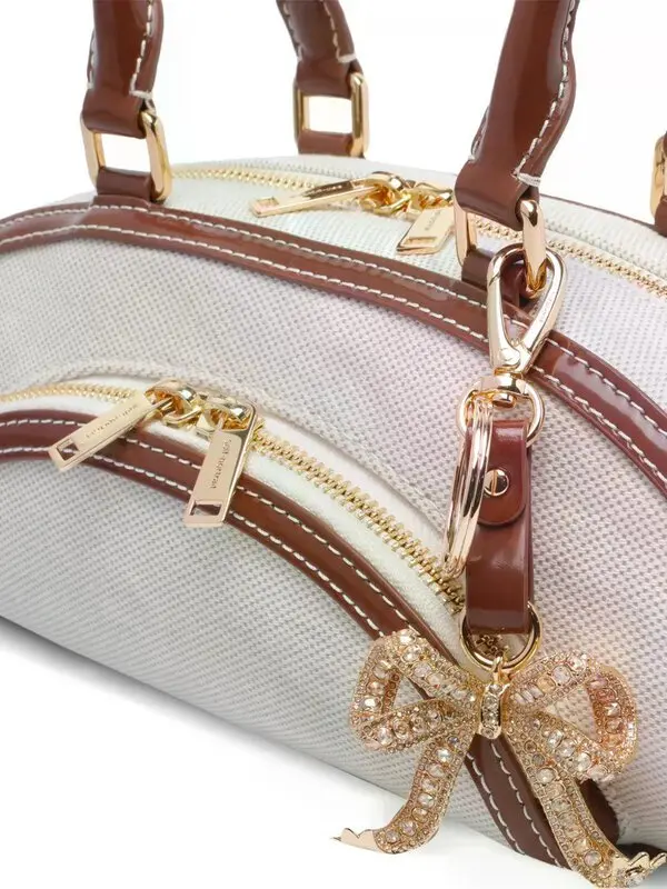 SELF-PORTRAIT Canvas Shoulder Bag With Bow Charm